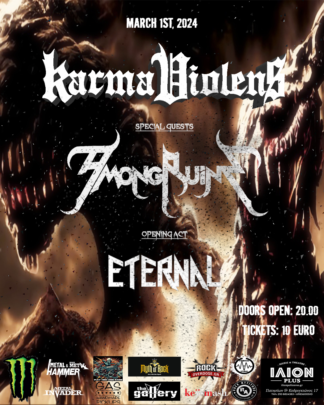 Συναυλία: Karma Violens, Among Ruins, Eternal @ Ίλιον Plus, Αθήνα